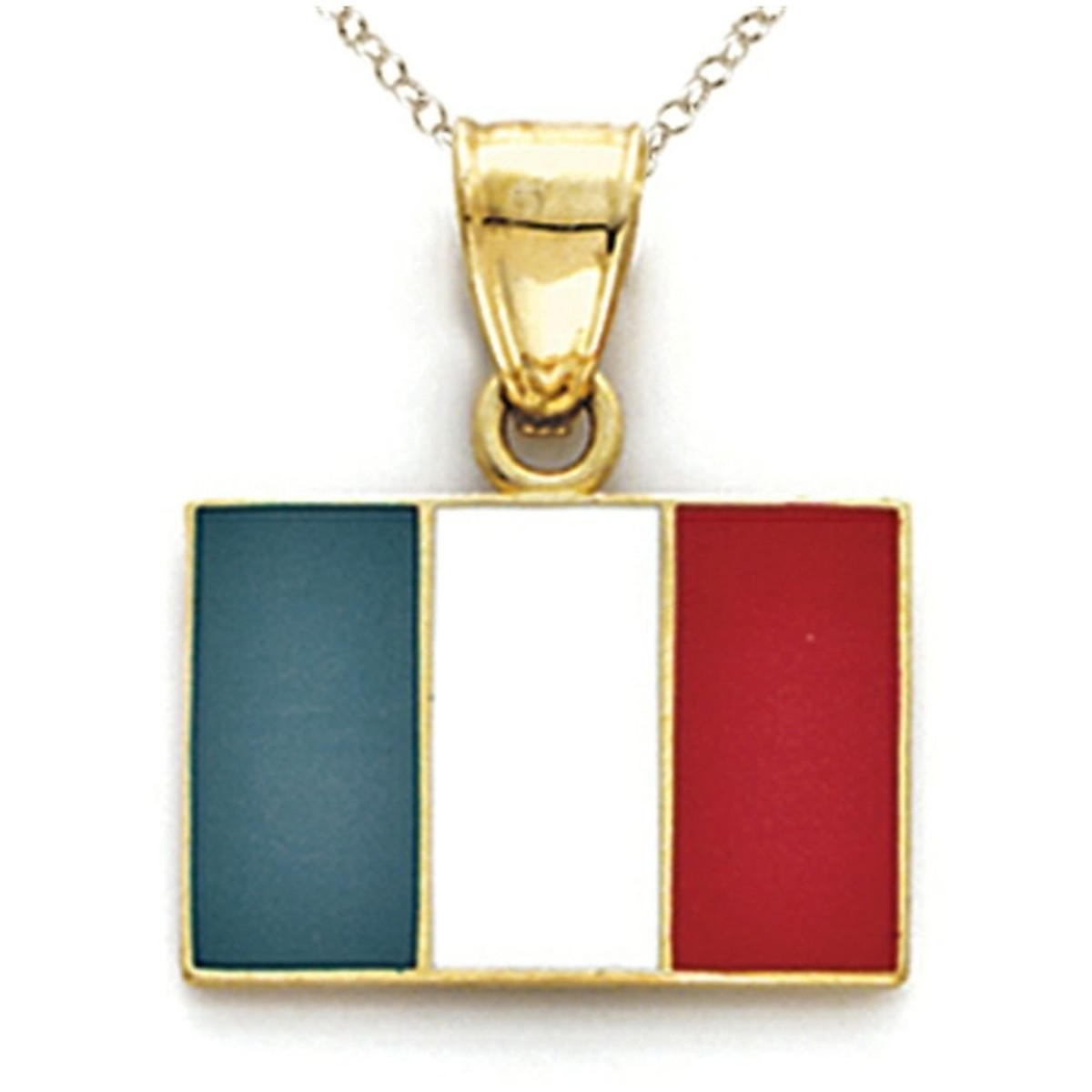 Finejewelers 14k Yellow Gold Enamel Italy Flag Pendant Necklace- Chain Included