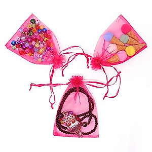 Dealglad 100Pcs Organza Bags 4x6 Inch, Hot Pink Small Jewelry Bags Drawstring Mesh Gift Bags Wedding Party Favor Christmas Candy Pouches