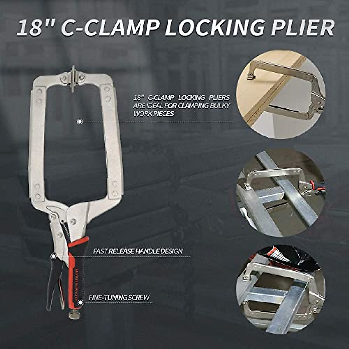 Monster & Master 18" C-clamp Locking Pliers with Swivel Pads, 2-Piece, MM-CP-007x2