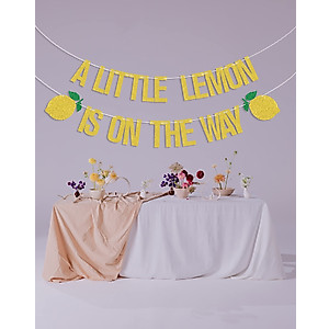 A Little Lemon is on the Way Banner Gold Glitter, Lemon Party Decorations, Lemon Baby Shower Banner, Fruit Baby Shower Banner, Lemon Baby Banner, Lemon Themed Baby Shower Birthday Party Decorations
