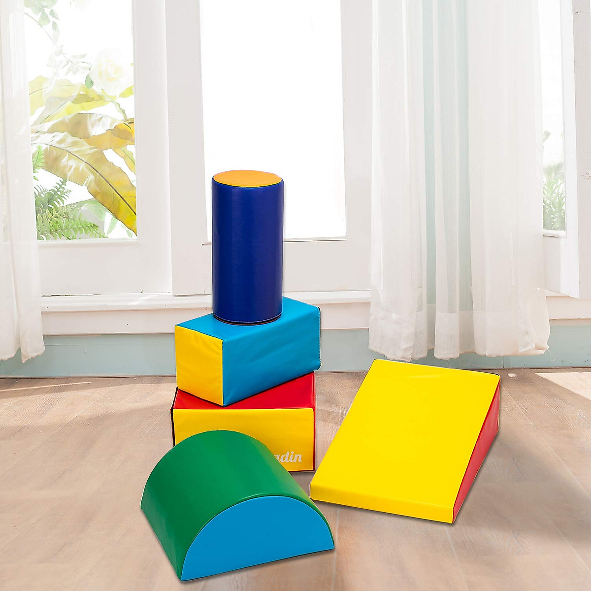 Matladin Indoor Safe Soft Foam Climber 5-Piece Sets, Beginner Toddler Climber with Slide Ramp Indoor Climbing Toys for Toddlers Kids and Children