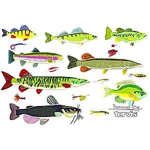 Tervis Triple Walled Freshwater Fish and Lures Insulated Tumbler Cup Keeps Drinks Cold & Hot, 20oz Legacy, Stainless Steel