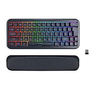Wireless Gaming Keyboard, Rechargeable 2000mAh 2.4G LED Backlit Wireless Keyboard, Ergonomic Keyboard with Mechanical Sensory Keys, for PC PS4 Xbox One Mac, Teclado Gamer (Black)