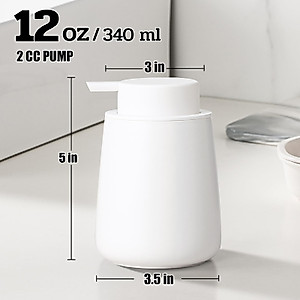 AZMOYAC Foaming Hand Soap Dispenser - White Ceramic Foam Soap Dispenser for Bathroom, Face Wash Dispenser Lotion Bottle with Foaming Pump, 12 Oz Refillable Dish Soap Dispenser for Kitchen