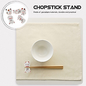 Chopstick Pillow Lucky Cat Ceramic Chopsticks Rest Rack Dinner Spoon Stand Knife Fork Stand Chopsticks Holder for Restaurant Utensils Cutter Rest