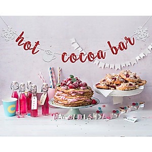 Hot Cocoa Bar Banner, Hot Chocolate Bar Decorations, Hot Cocoa Bar Decorations, It’s Cold Outside Bar Sign, Wintertime Holidays Christmas Party Decor Red Silver