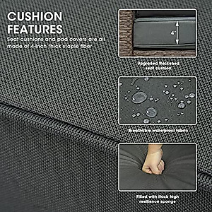 SUNVIVI OUTDOOR Outdoor Patio Armchair Sofa Chair All-Weather Wicker Patio Chairs Furniture, Additional Chair Sectional Sets, Garden, Backyard, Pool