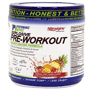 Performance Inspired Nutrition PreWorkout Powder - All Natural - G-Free & Vegan Formula - Contains Citrulline - Nitrosigine - Green Tea - Arginine - Beta Alanine - Tropical Fruit Punch - 32 Servings