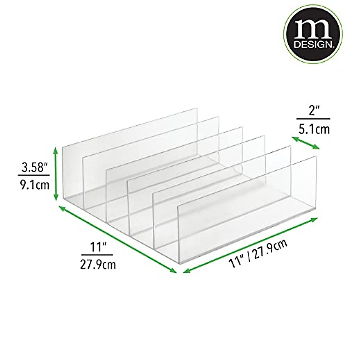 mDesign Plastic Purse Organizer for Bedroom Closet, Shelf Storage - Holds Woman's Purse, Hanging Bag, Zipper Handbag, Tote, Perfect for Space Saving - 5 Sections - Lumiere Collection - Clear