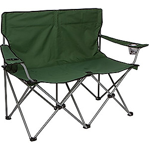 Trademark Innovations Loveseat Style Double Camp Chair, 40" L x 22" W x 31.5" H, Polyester, Army Green