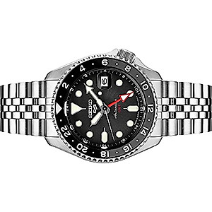 SEIKO SSK001 5 Sports Men's Watch Silver-Tone 42.5mm Stainless Steel, Black