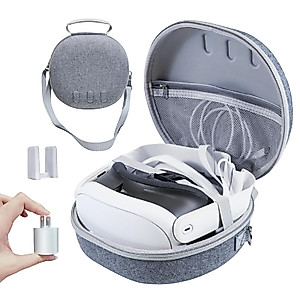 JOYTORN Carrying Case Compatible with Meta Quest 3,Protector Travel Storage Case for Meta VR3 Official Gaming Headset and Touch Controllers,Batteries(Not Fit for Official Elite Strap)-Gray