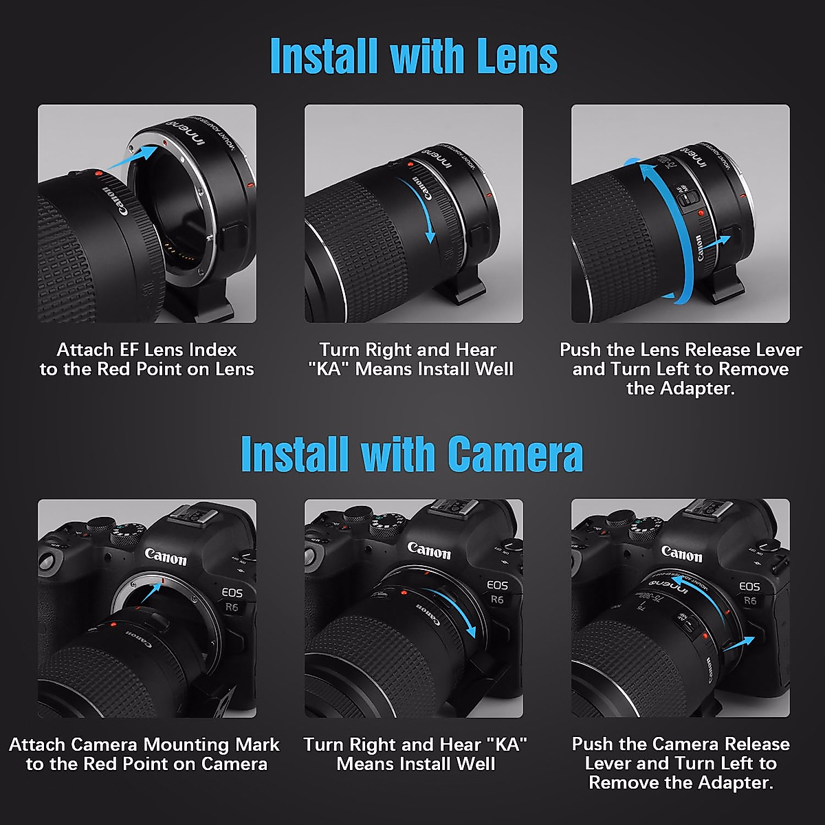 Donwell EF to EOS R Mount Adapter,Auto-Focus EF/EF-S Lens to RF Mount Converter Ring with Removable Tripod Mount Compatible for Canon EOS R RP R5 R6 R7 R10 R50 Series Mirrorless Digital Cameras