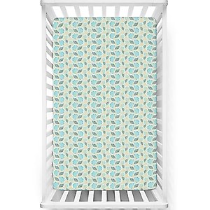 Pastel Themed Fitted Crib Sheet,Standard Crib Mattress Fitted Sheet Ultra Soft Material-Baby Sheet for Boys Girls,28“ x52“,Pale Tan Blue Grey