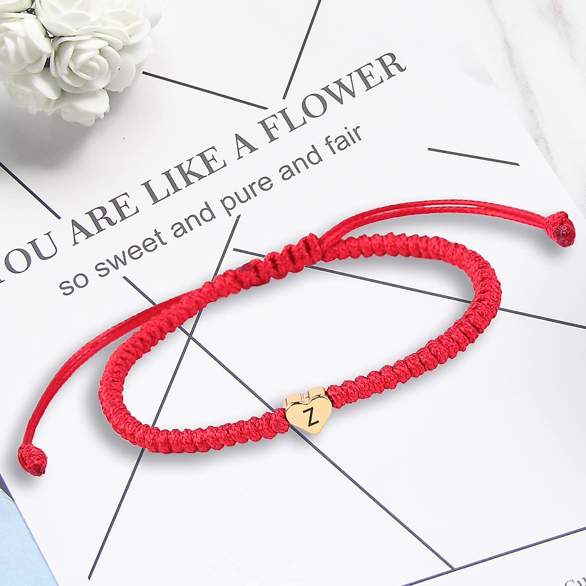 Initial Bracelet Gold Heart Love Charm Initial Bracelet Red Initial C Letter Bracelets Handmade Adjustable Rope Bracelets for Girls Boy Mom Birthday Gifts (C)
