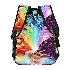 Qvlippga Rainbow E-evee School Backpack for Boys Girls Lightweight Bookbag Casual Rucksack Daypack for Hiking Travel
