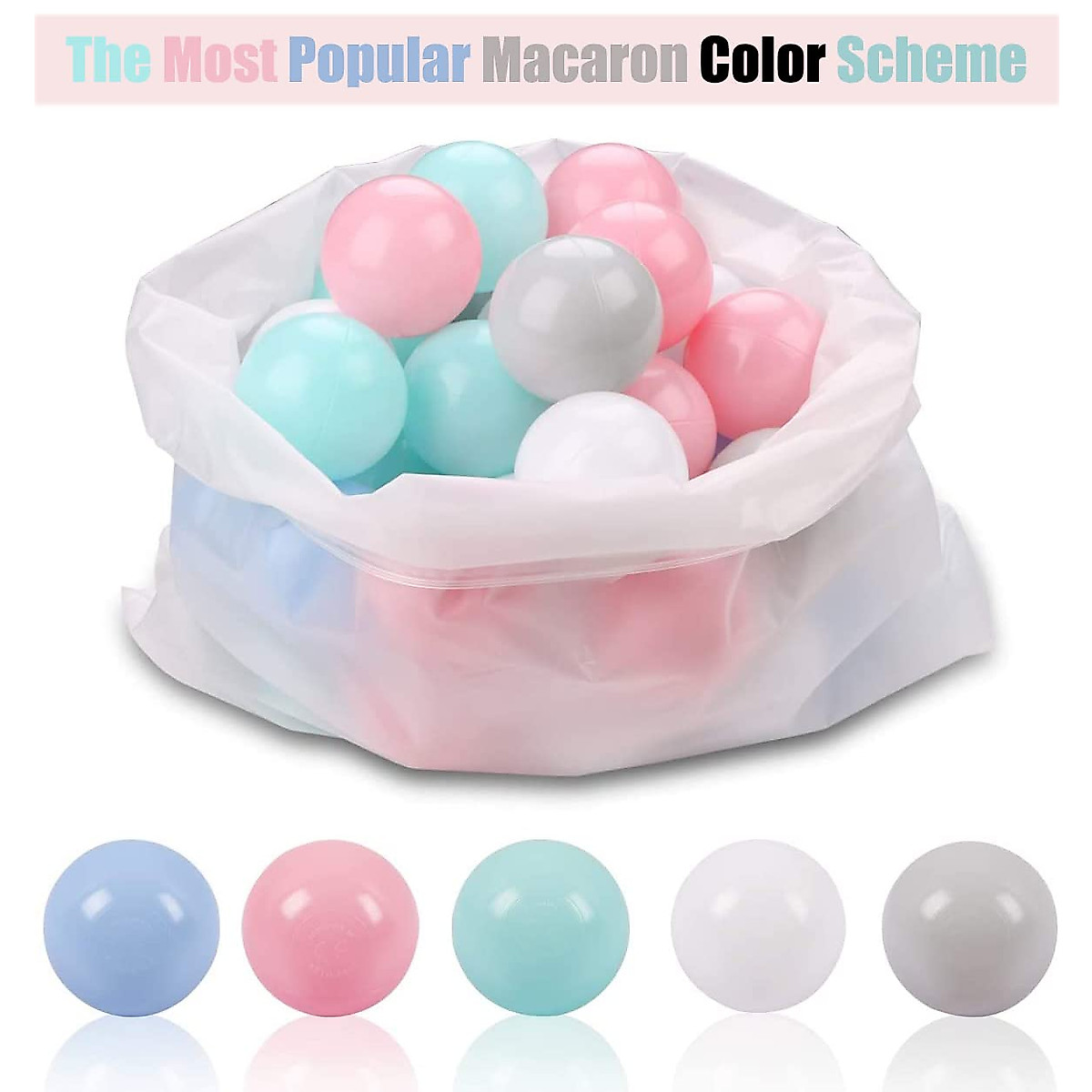 LANGXUN 50pcs Soft Plastic Balls - Toy Balls for Kids - Gift for Toddler Birthday Christmas, Ball Pit Play Tent, Water Toys, Kiddie Pool, Party Decoration