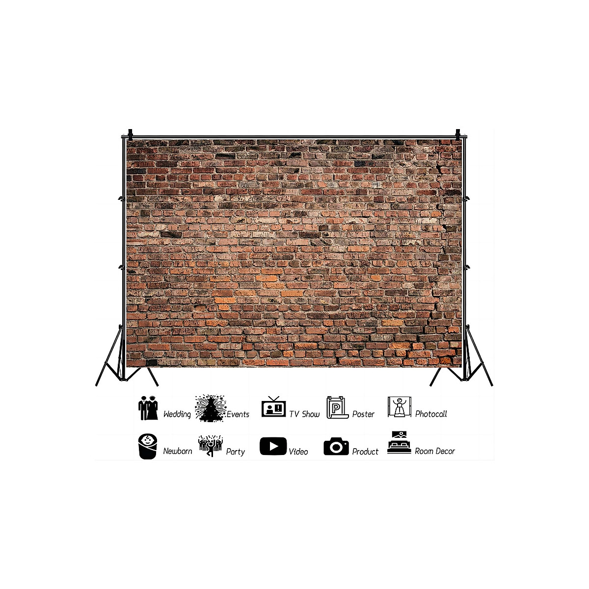 YYNXSY 7X5FT Brick Wall Background Primary Color Brick Background Large Fabric Brick Photo Background Baby Shower Birthday Party Wedding Graduation Home Decoration Photo Booth Prop Banner YY-7