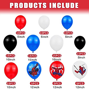 Spider Party Balloons Arch Garland Kit, 115 Pieces Latex Balloons with Foil Balloons Happy Birthday Backdrop for Kids Birthday Party Baby Shower Decorations