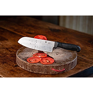 Spyderco Santoku Kitchen Knife with 6.8" MBS-26 Stainless Steel Blade with Durable Black Polypropylene Handle - PlainEdge - K08PBK