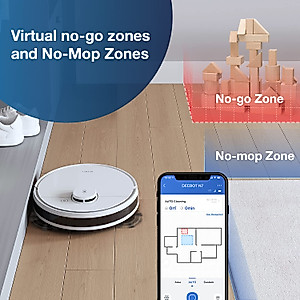 ECOVACS Deebot OZMO N7 Robot Vacuum and Mop Cleaner, Laser Navigation, Lidar-Assisted Object Avoidance, 2300Pa Suction, Multi-Floor Map, Selective Room Cleaning, No-go Zones and No-mop Zones (White)