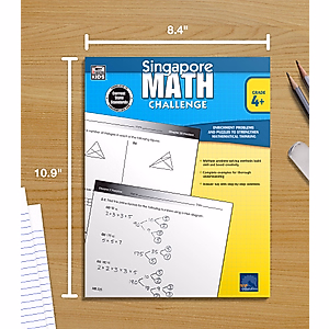 Singapore Math Challenge 4th Grade Math Workbooks, Singapore Math Grade 4 and Up, Patterns, Counting, Addition, Subtraction, Multiplication, Division, 4th Grade Math Classroom or Homeschool Curriculum