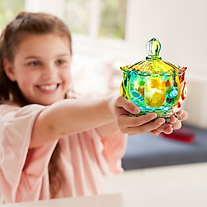 Roshtia 2 Pcs Embossed Candy Jars with Lids Colorful Glass Storage Jar Crystal Jewelry Containers for Wedding Cookies Chocolate Candies, Random Styles