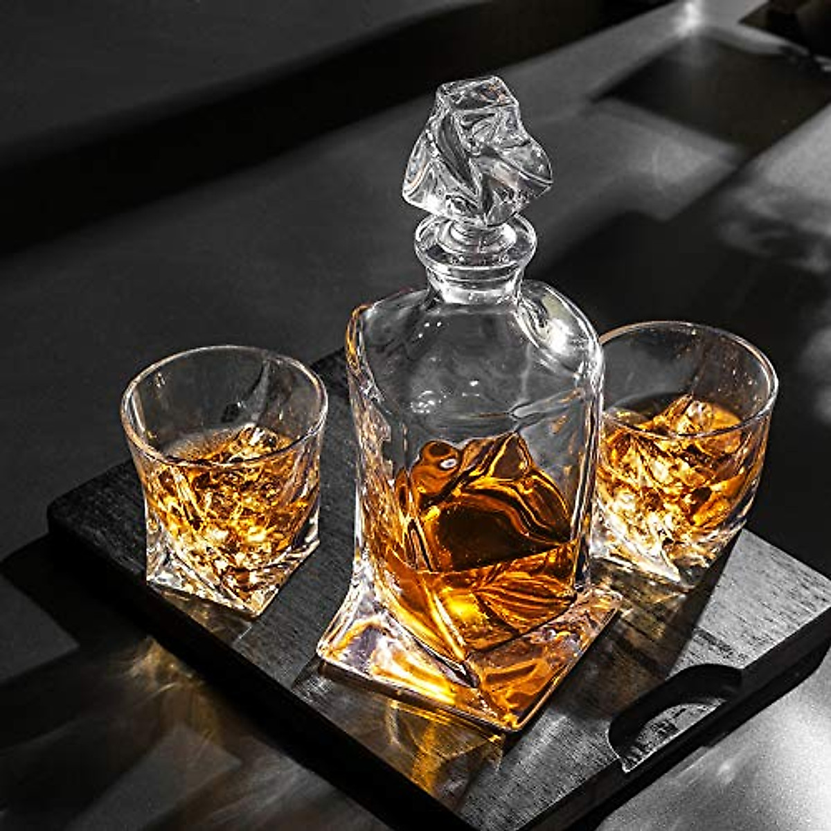 KANARS Whiskey Decanter Set, Premium Crystal Liquor Decanter with 6 Old Fashioned Glasses for Cocktail Scotch Bourbon Irish Whisky Alcohol, Unique Men Gifts for Father's Day