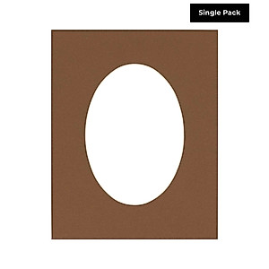12x16 Mat Bevel Cut for 10x13 Photos - Precut Aged Oak Brown Oval Shaped Photo Mat Board Opening - Acid Free Matte to Protect Your Pictures - Bevel Cut for Family Photos, Pack of 1 Matboard