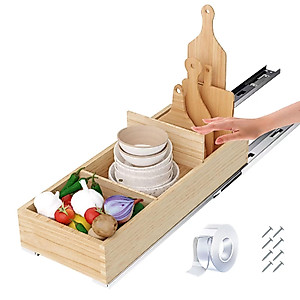 graffitimaster Pull Out Cabinet Organizer, Wood Slide Out Wood Drawer for Kitchen, Bedroom, Living Room, Under Cabinet Storage And Organization, 8.5”W x 21”D, Finished