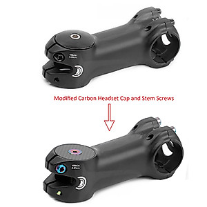 BuyWeek Bike Headset Top Cap, Carbon Fiber Bicycle Headset Cap Cover with Titanium Alloy Screw for Mountain Road Bike