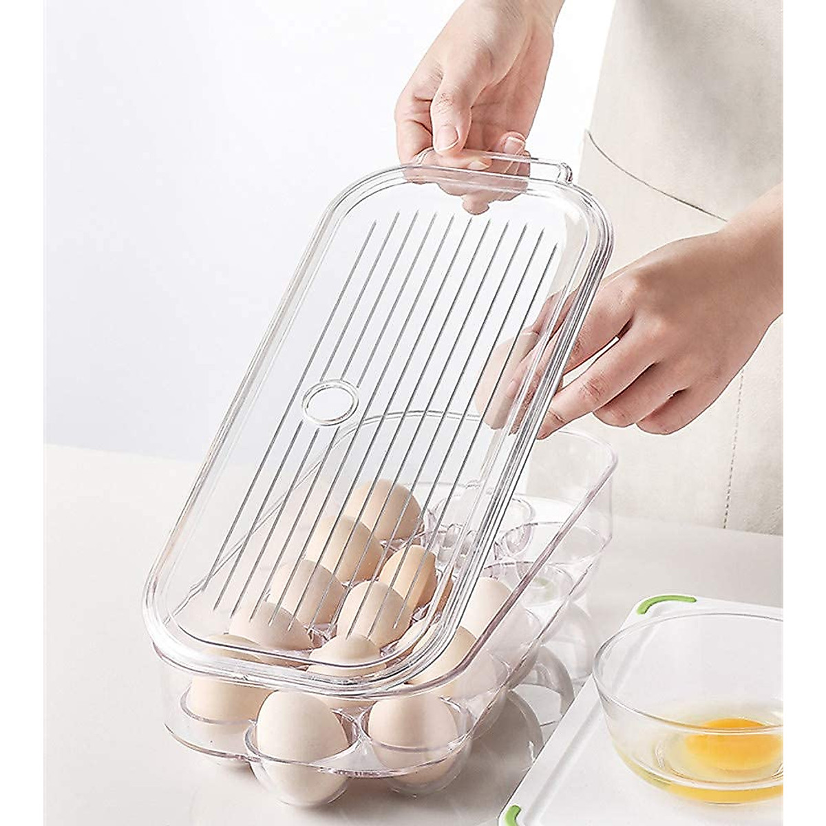 SANNO Stackable Fridge Food Storage Containers Freezer Egg Holder Vegetable Fruit Containers Fridge Containers,Freezer Produce Saver