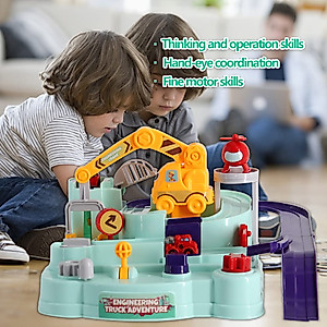 MerryJoy Kids Car Adventure Toy, Engineering Truck Track Toys Puzzle Rail Car Race Parking Rescue Preschool Educational Cars for 3 4 5 6 7 8 Year Old Boys