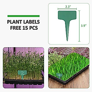 GROWNEER 6 Packs 15 x 11 x 2.6 Inches Plastic Growing Trays with 15 Pcs Plant Labels, Seed Tray Seedling Starter for Greenhouse, Hydroponics, Seedlings, Plant Germination