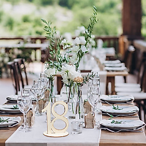 FINGERINSPIRE 20PCS Wood Table Numbers with Holder Base 3.9 inch Tall Wooden Numbers 1-20 Number Shape Wooden Table Decoration Wedding Party Reception Seat Numbers for Party Catering Event