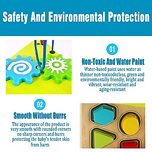 ACOOLTOY Wooden Activity Cube 5 in 1, Baby Activity Center for Boys and Girls 1,2,3 Years Old