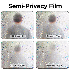 NINETREX Window Privacy Film,Stained Glass Frosted Window Film,Decorative 3D Vinyl Cling Decals,Static Cling Sticker Non-Adhesive for Home,Colorful Gravel,17.5 x 157.4Inches