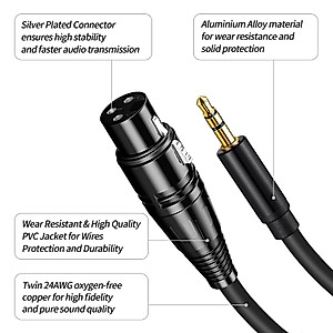 Sound harbor XLR Female to 3.5mm Microphone Cable, XLR to 1/8 Inch Female Patch Cables, 6.5 Feet