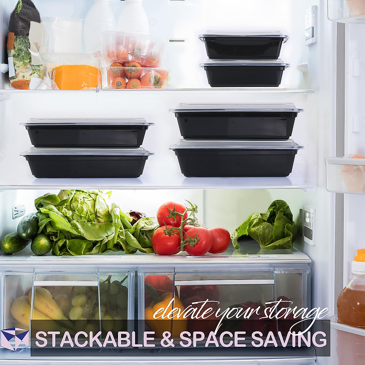 Meal Prep Containers 50 Pack - Food Storage Container with Lids, Resturaunt Take-Out Container, Durable & Airtight, Microwave & Freezer Safe for Freshness, Convenience & Organization (28oz -50 Pack)