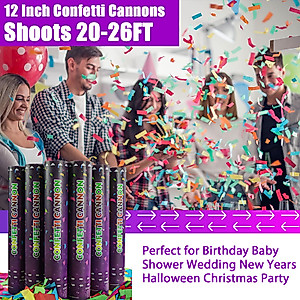 Biodegradable Confetti Cannon Party Poppers - 6 Pack Confetti Shooter for Birthday Graduation Wedding New Year’s Eve Celebration, Multicolor Large Confetti Cannon