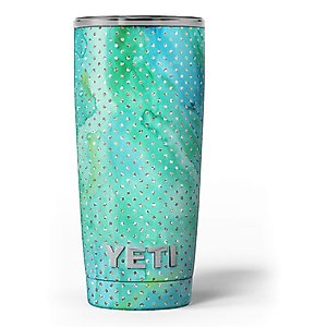 Design Skinz Green and Gold Watercolor Polka Dots - Skin Decal Vinyl Wrap Kit Compatible with The Yeti Rambler Cooler Tumbler Cups