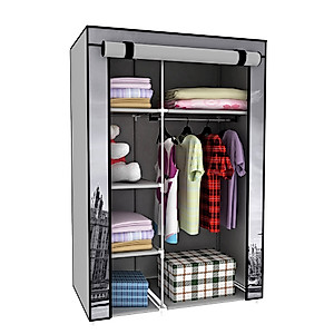 Switch Innovation Storage Closet Portable Temporary Clothing Wardrobe, Free-Standing Clothes Rack, Non-Woven Fabric Dresser, Dorm Room Cupboard, Contemporary Design Big Ben