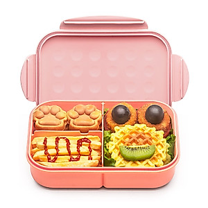 MISS BIG Bento Box, Bento Lunch Box,Ideal Leak Proof Bento Boxes for kids,Mom’s Choice Kids Lunch Box, No BPAs and No Chemical Dyes,Microwave and Dishwasher Safe(Light Pink&Purple)