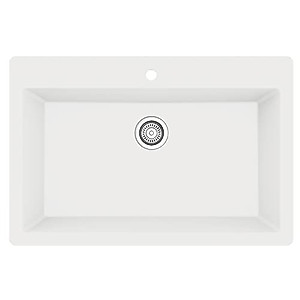 Karran QT-812 Top Mount 33 in. Large Single Bowl Quartz Kitchen Sink in White