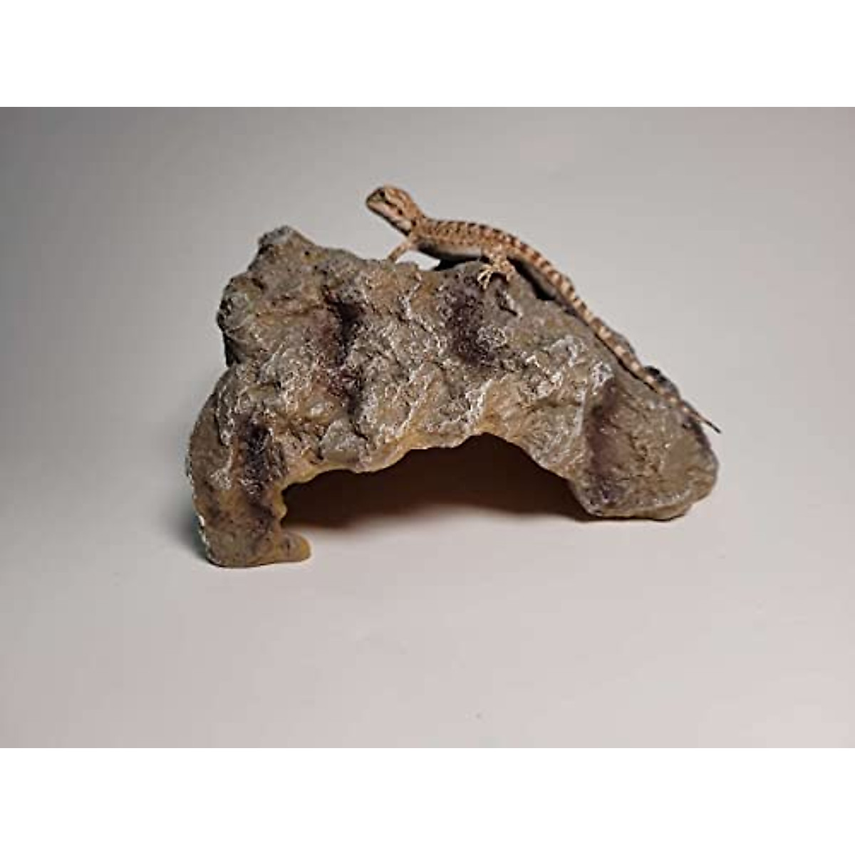 RunXF Reptile Simulation Rock Hideouts Cave Amphibian Hides Resin Habitat Decor Shelter for Gecko Leopard Lizards Toad Turtle (Small),grey
