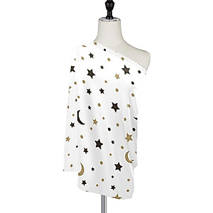 Nursing Cover Breastfeeding Scarf Stars Moon Polka Dot - Baby Car Seat Covers, Infant Stroller Cover, Carseat Canopy(801c)