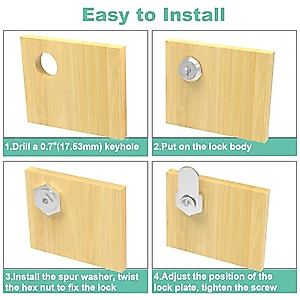 inBovoga 2 Pack Cabinet Locks with Keys, 5/8" Cam Lock Keyed Alike, Mailbox Lock Replacement Secure File Drawer Tool Box RV Door, Zinc Alloy