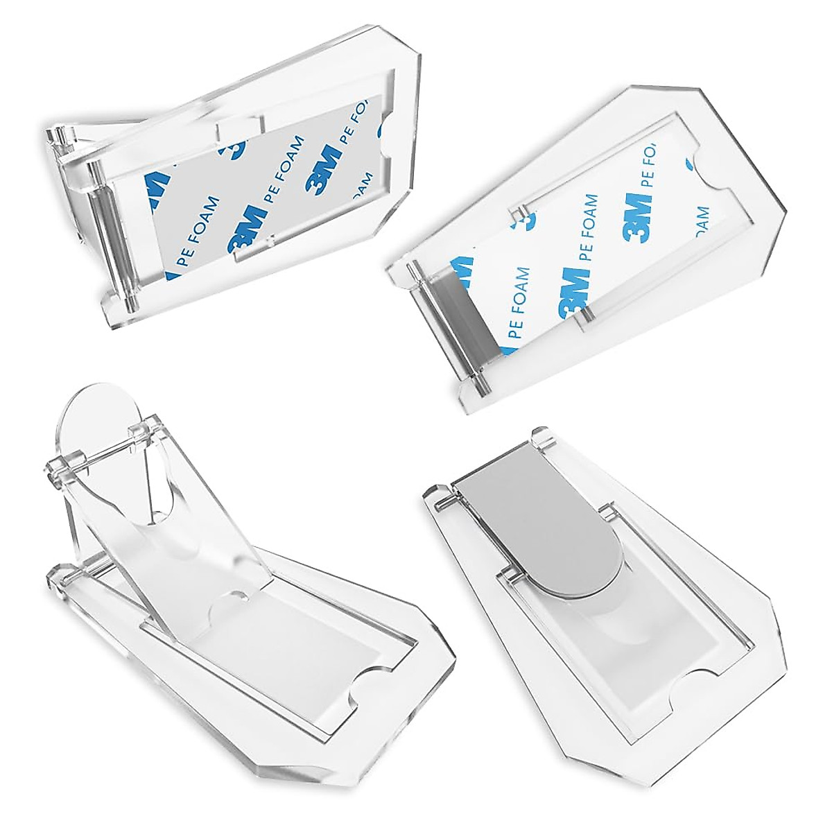 Child Lock for Sliding Closet Doors - 3M Tape Easy Install, 4 Pack, Clear