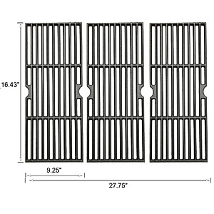 Votenli C6161C (3-Pack) 16 4/9'' Cast Iron Grid Grates for Dyna Glo DGF493BNP, DGH474CRP, for Backyard Grill Parts BY13-101-001-12, Kenmore 146.23678310, 146.23681310, Uniflame Grill GBC1030WRS