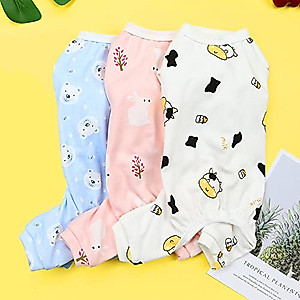2 Pieces Dog Pajamas Cute Funny Printed for Cotton Puppy Clothes Holiday Festival Party Dogs Costumes Doggie Shirts Cat Outfits Dog Sweatshirt for Small Dogs Cats Boy Girl Clothes